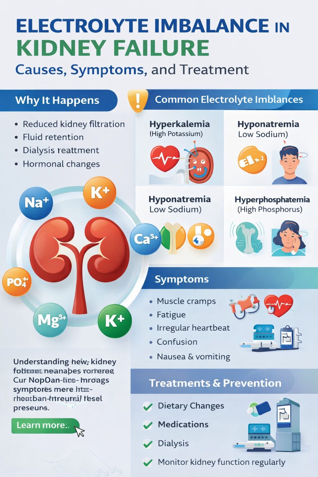 Electrolyte imbalance in kidney failure: causes, symptoms, and ...